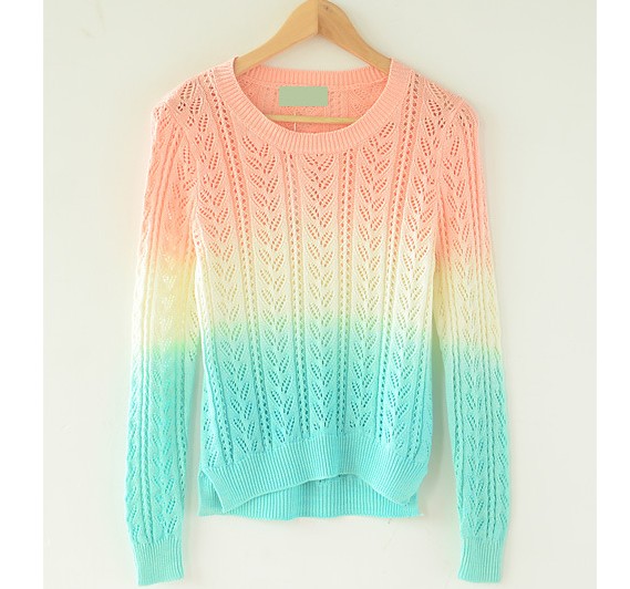 Cute Gradient Colorful Sweater on Luulla